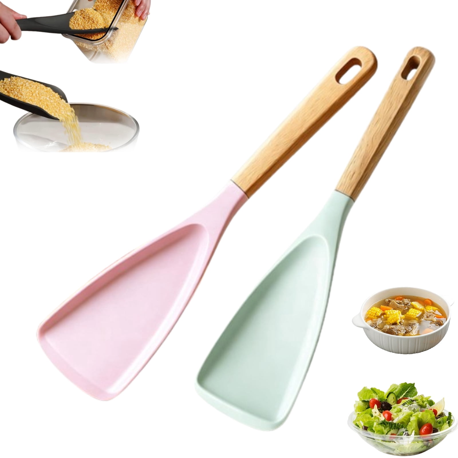 2026 New Multifunctional Silicone Spatula Spoon, Wooden Handle Heat ...