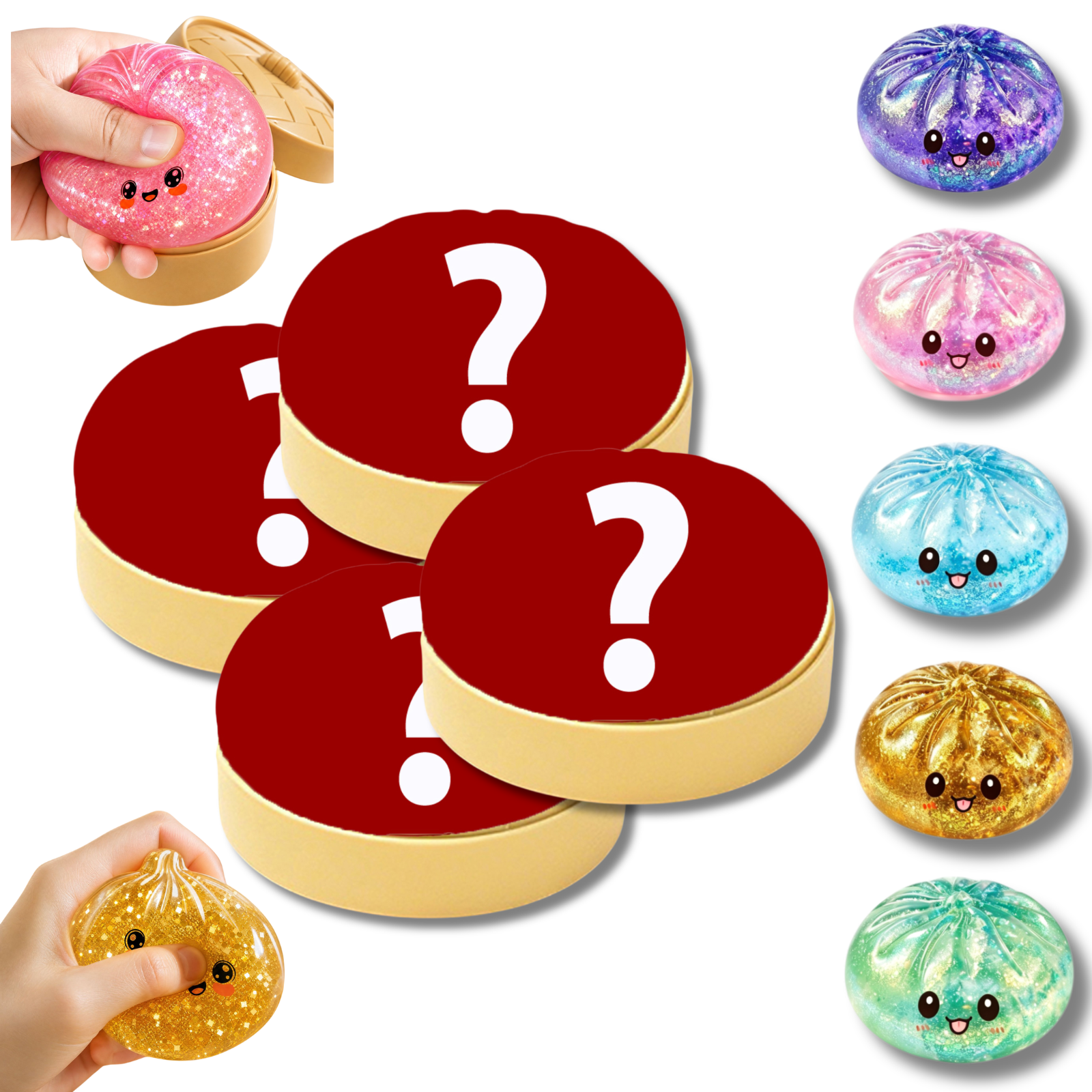 2026 New Mystery Glitter Dumpling Squishy Blind Box, premium non-toxic ...