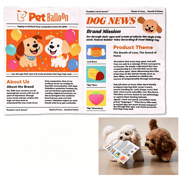 2026 New Newspaper Dog Toy, Indestructible Crinkle Plush Chew Toy ...