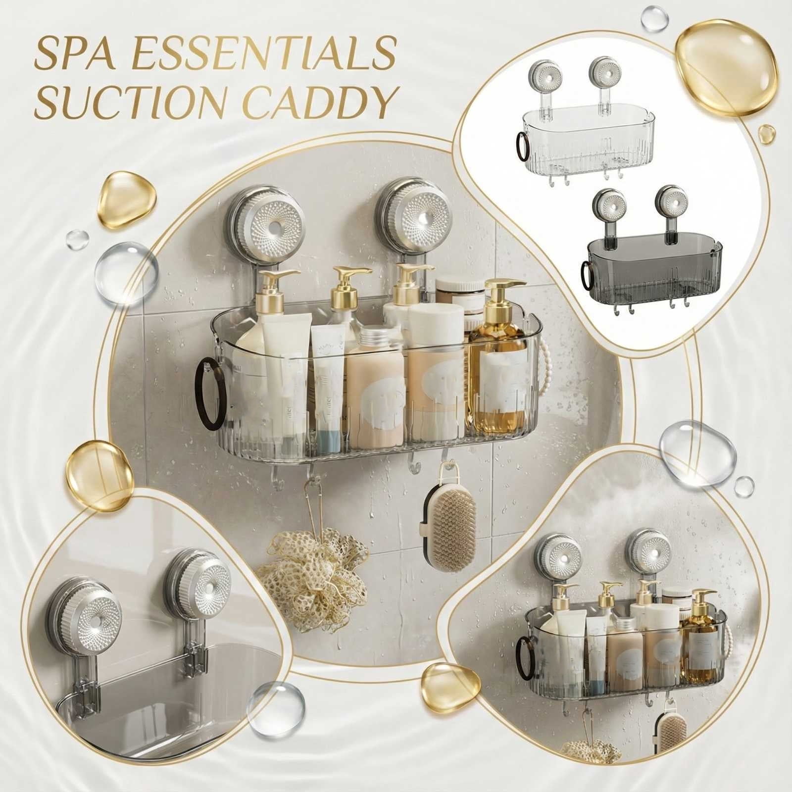 2026 New No-Drill Bathroom Suction Storage Shelf, Clear Acrylic Wall ...