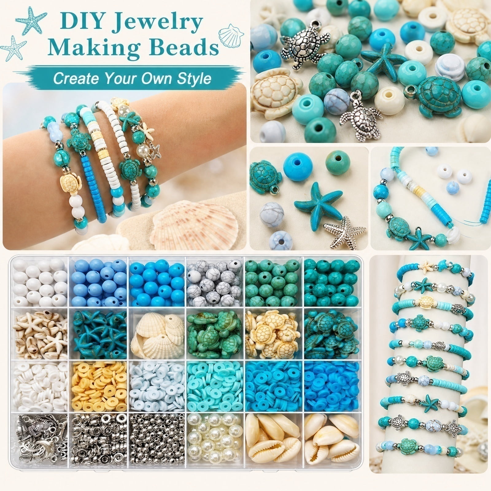 2026 New Ocean Clay Beads Bracelet Making Kit, Beach Inspired Jewelry ...