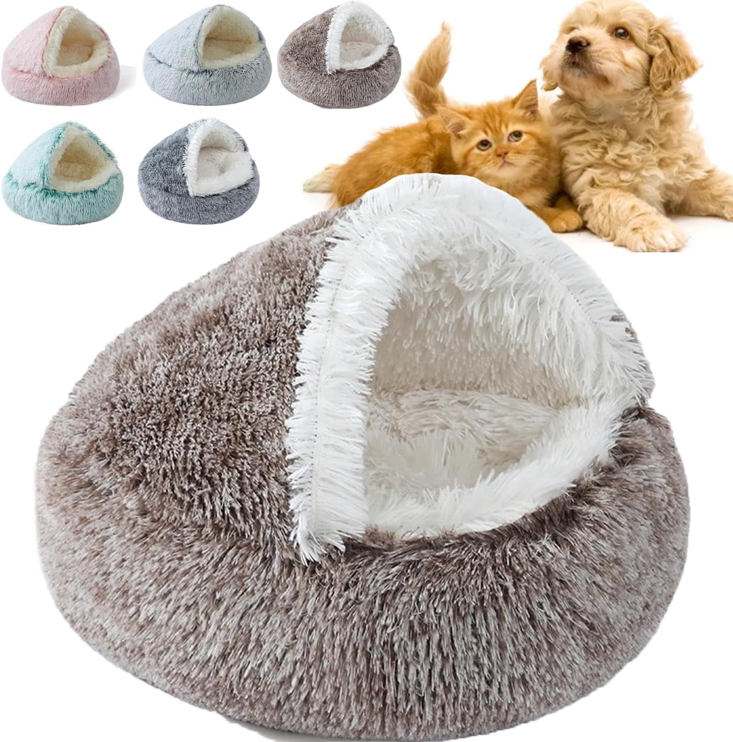2026 New Olvys Cozy Cocoon Dog Bed for 0-22lbs (Brown,25.6 * 25.6 in ...