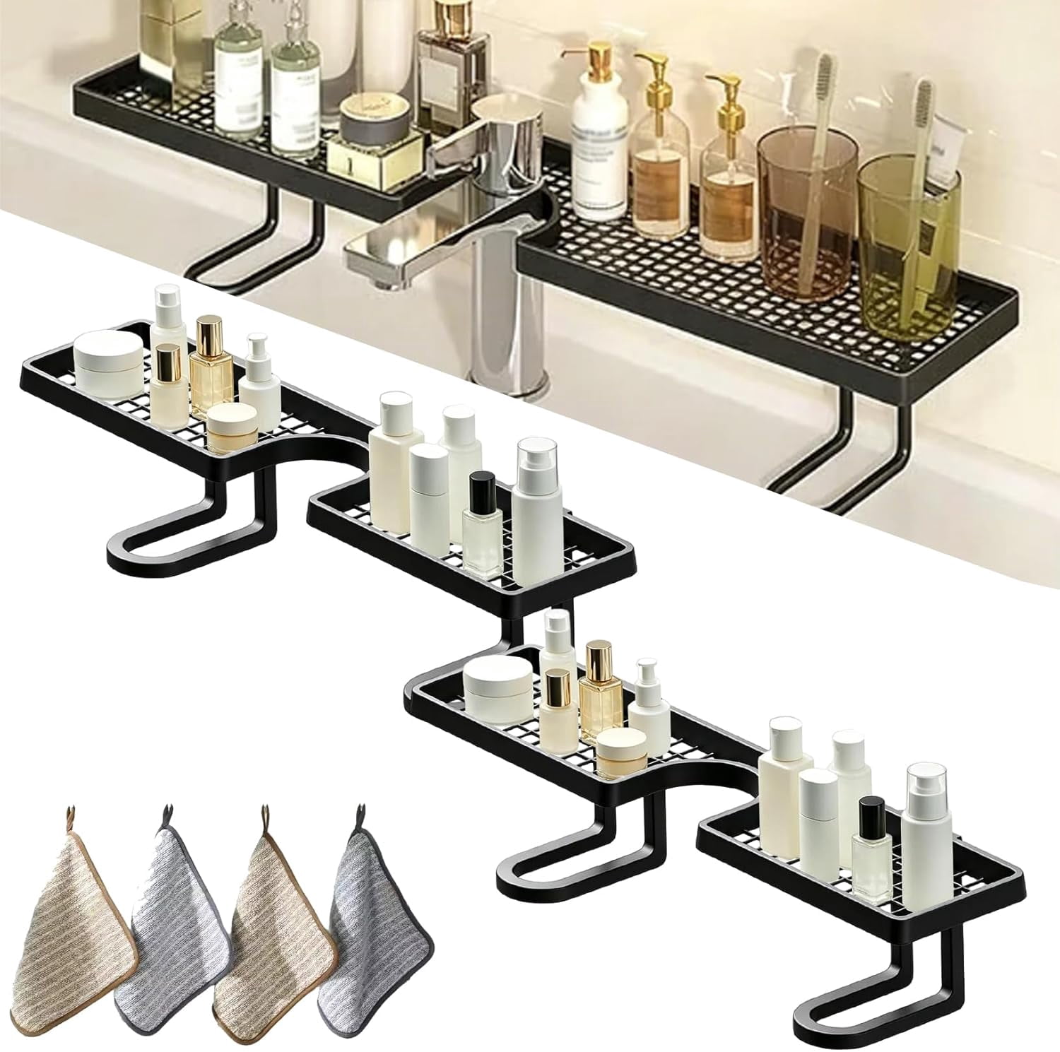2026 New Over-the-Faucet Sink Organizer Shelf, No-Drill Freestanding ...