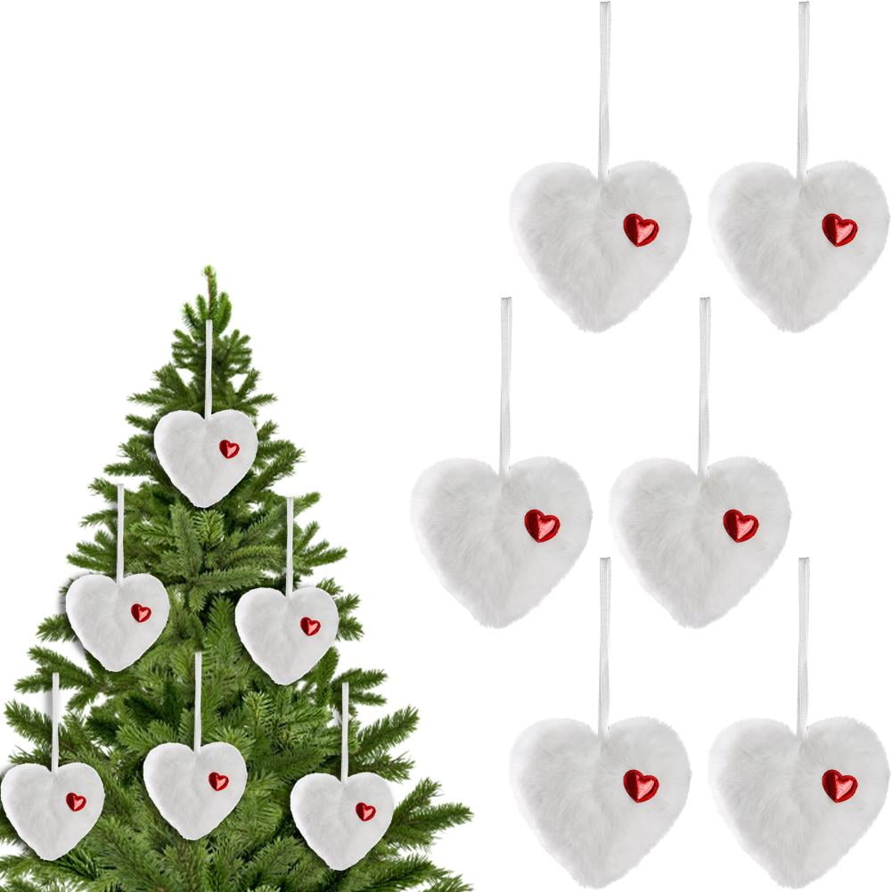 2026 New Pink Fuzzy Ball Ornament Set, Heart Christmas Tree Decorations ...