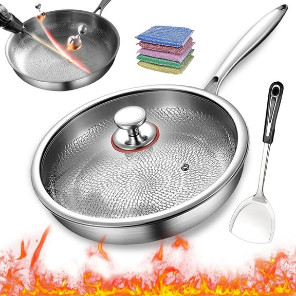 tangyin Titanium Pan, 100% Pure Titanium Hammered Frying Pans with Lid ...