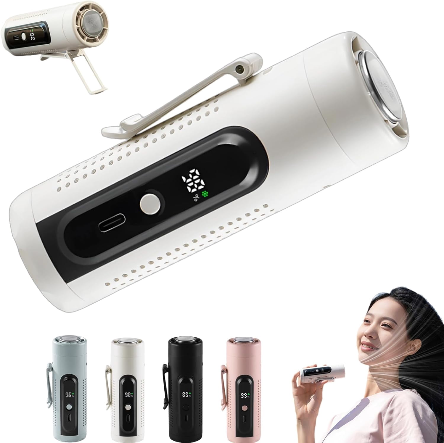 2026 New Portable Clip on Fan, Handheld Waist-Mounted Fan, Rechargeable ...