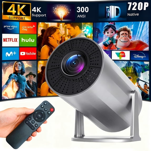 2026 New Portable Mini 4K Projector with WiFi 6 and BT 5.0, Native 720P ...