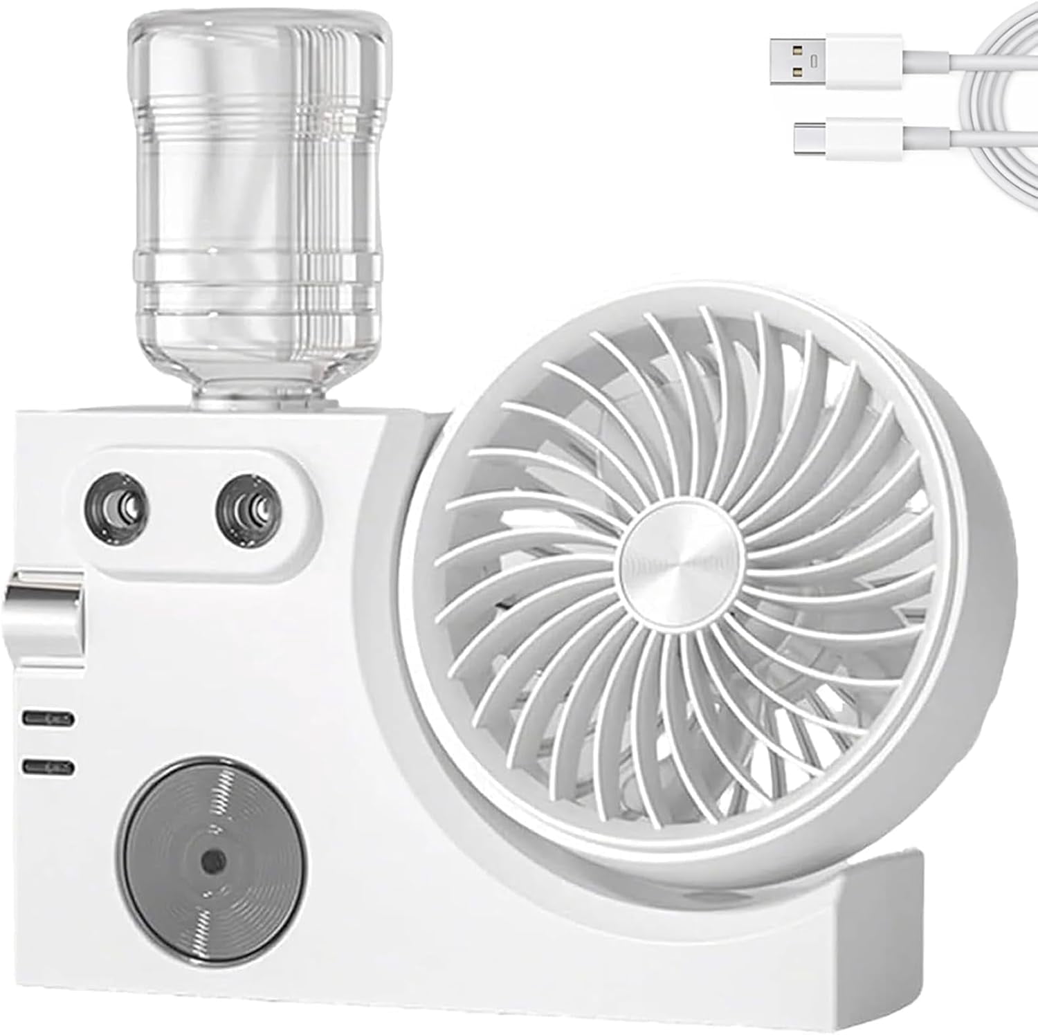 2026 New Portable USB Rechargeable Misting Table Fan, Mini Desktop ...