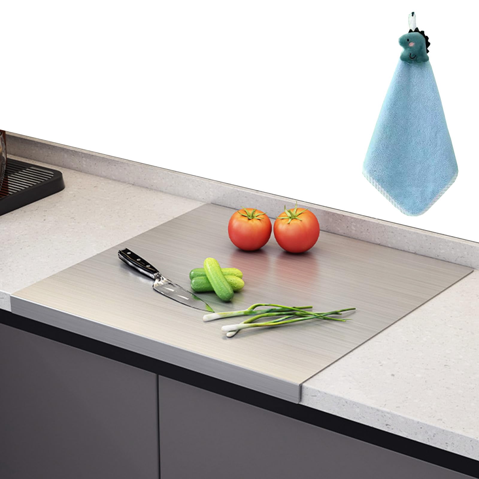 2026 New Premium Stainless Steel Cutting Board with Lip, Large ...