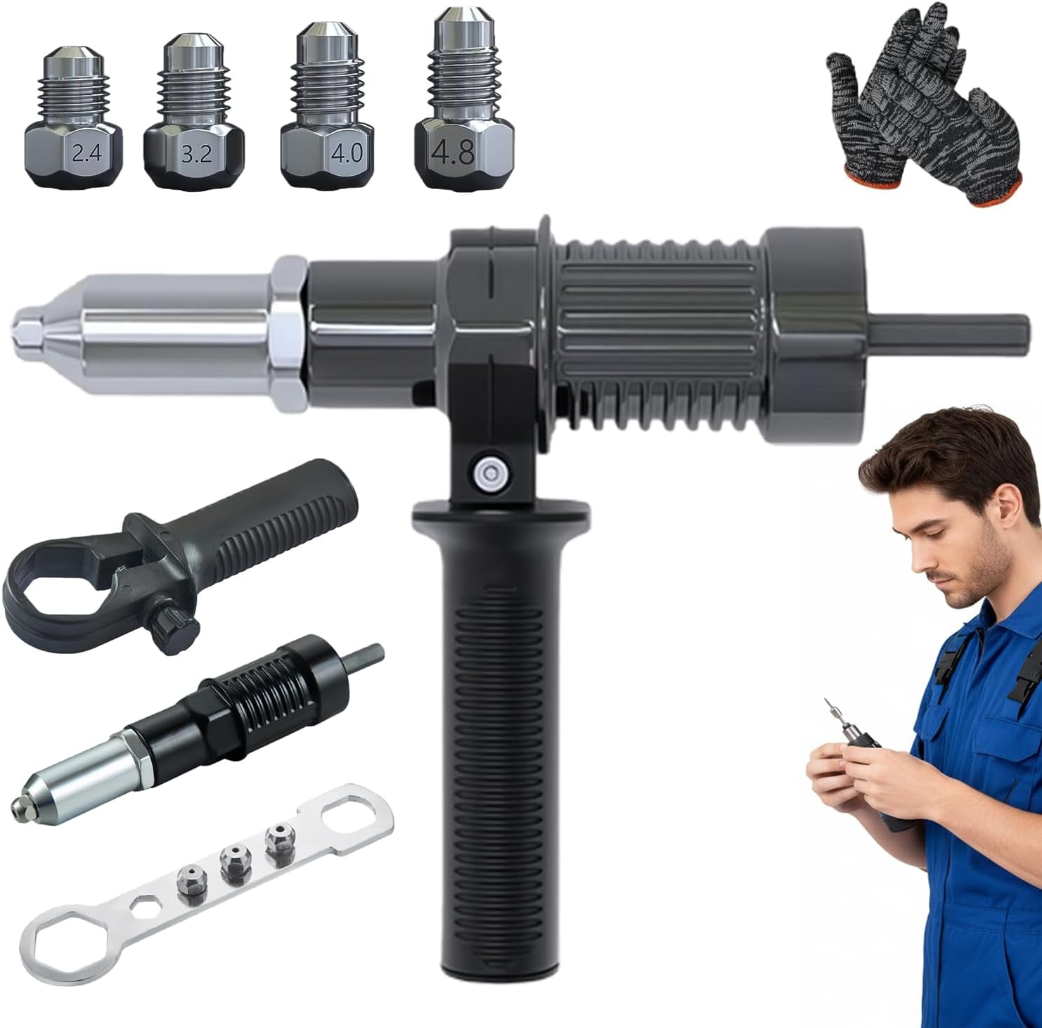 2026 New Professional Electric Rivet Gun Adapter Kit, Electric Rivet ...