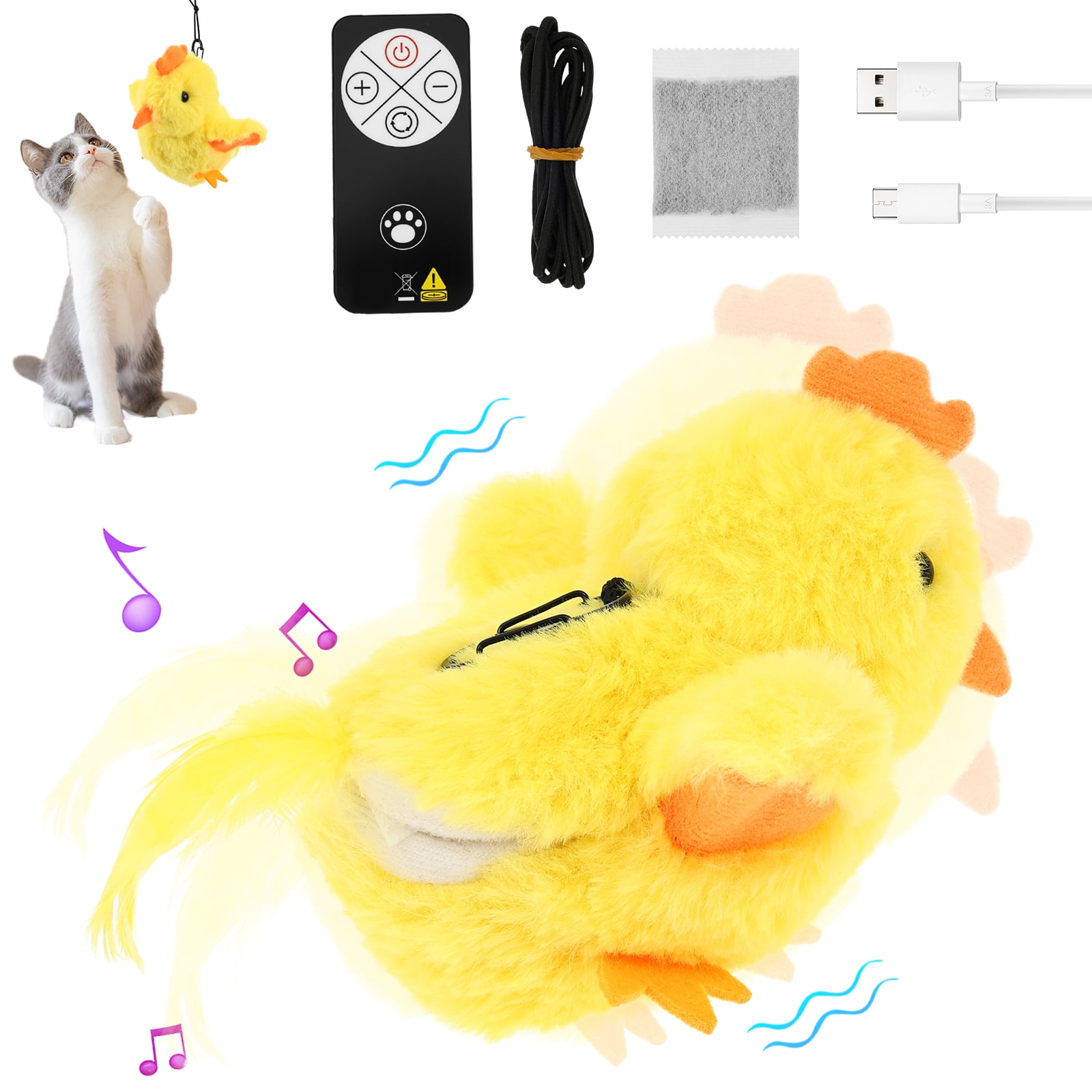 2026 New Realistic Cat Toys, Rechargeable Interactive Flappy Bird ...