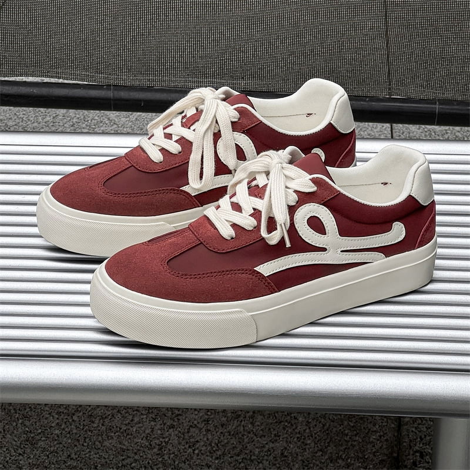 2026 New Red Men's Vulcanized Shoes Casual Platform Sports Shoes Retro ...