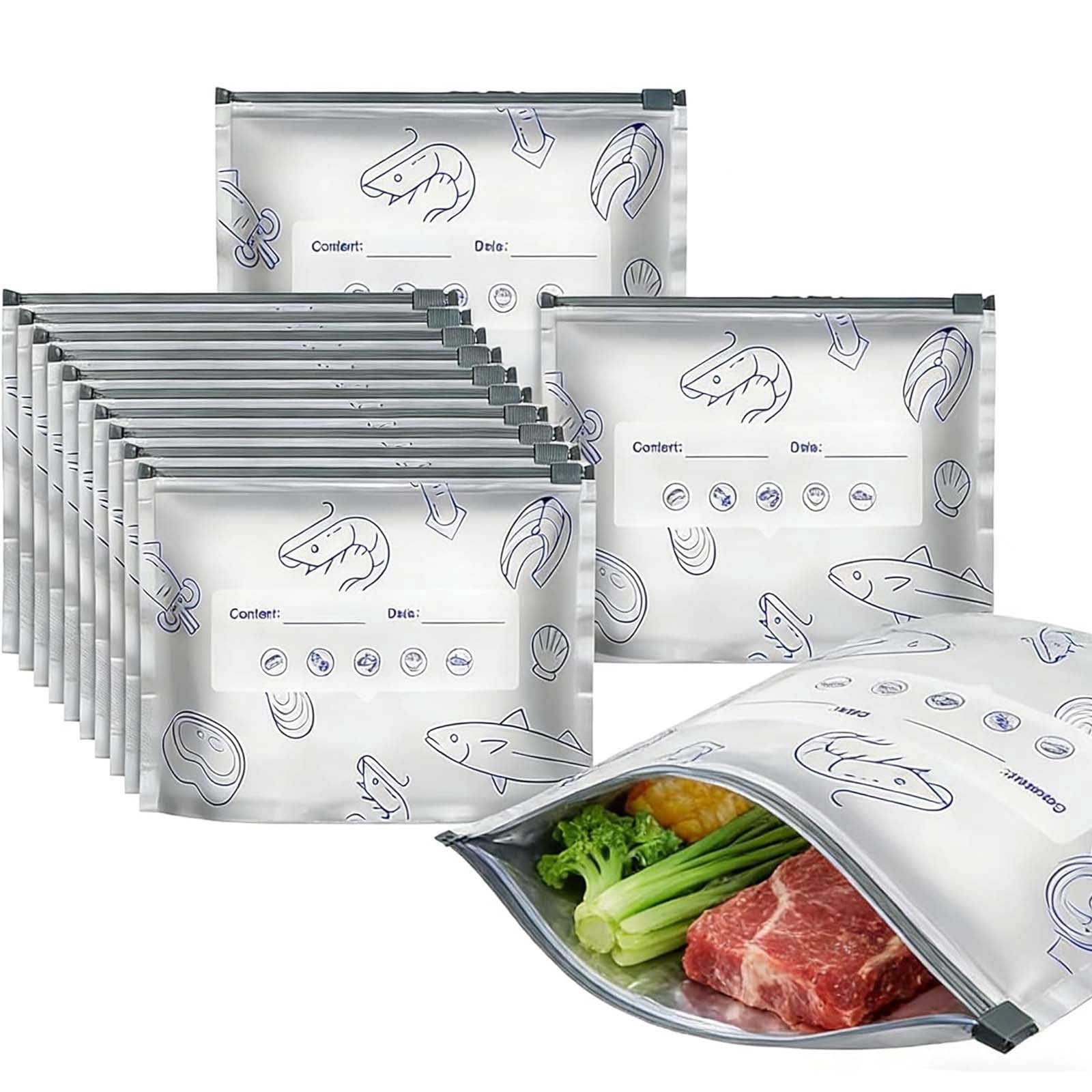 2026 New Resealable Vacuum Zipper Pouches, Aluminum Stand-Up Freezer ...