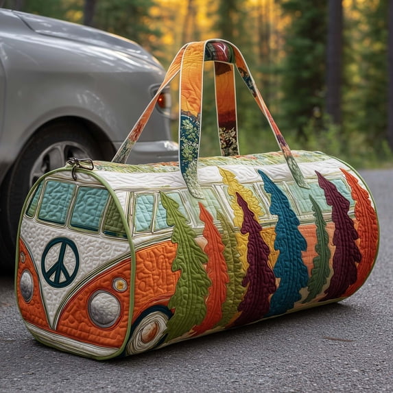 2026 New Retro Rainbow Bus Short-Distance Portable Quilted Travel Bag ...