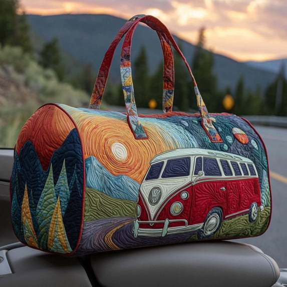 2026 New Retro Rainbow Bus Short-Distance Portable Quilted Travel Bag ...