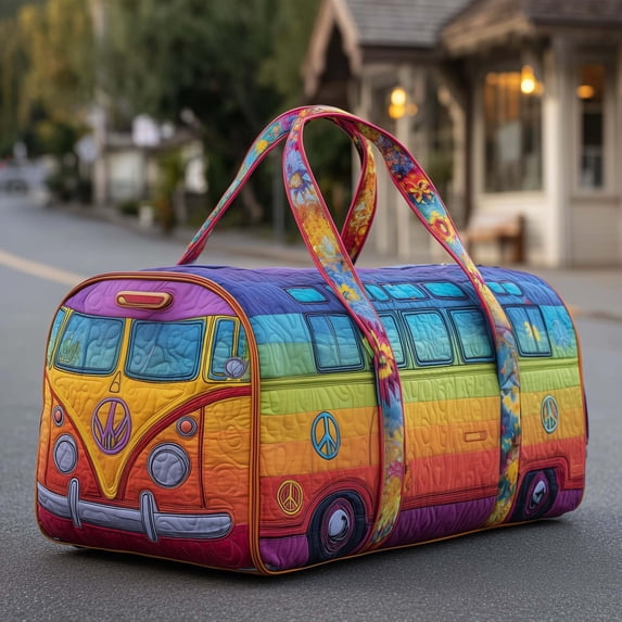 2026 New Retro Rainbow Bus Short-Distance Portable Quilted Travel Bag ...