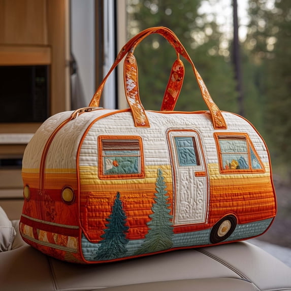 2026 New Retro Rainbow Bus Short-Distance Portable Quilted Travel Bag ...