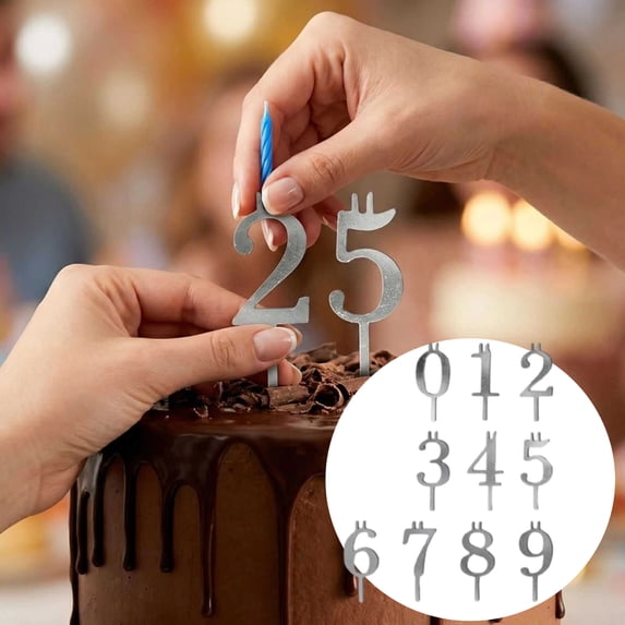 2026 New Reusable Number Birthday Candle Holder Set, Digital Birthday ...