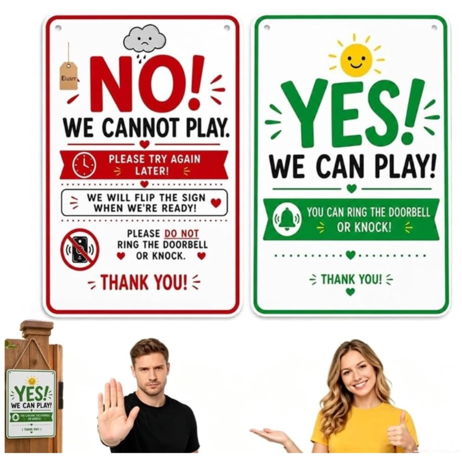 2026 New Reversible Metal Playtime Door Sign, Double Sided Yes No We ...
