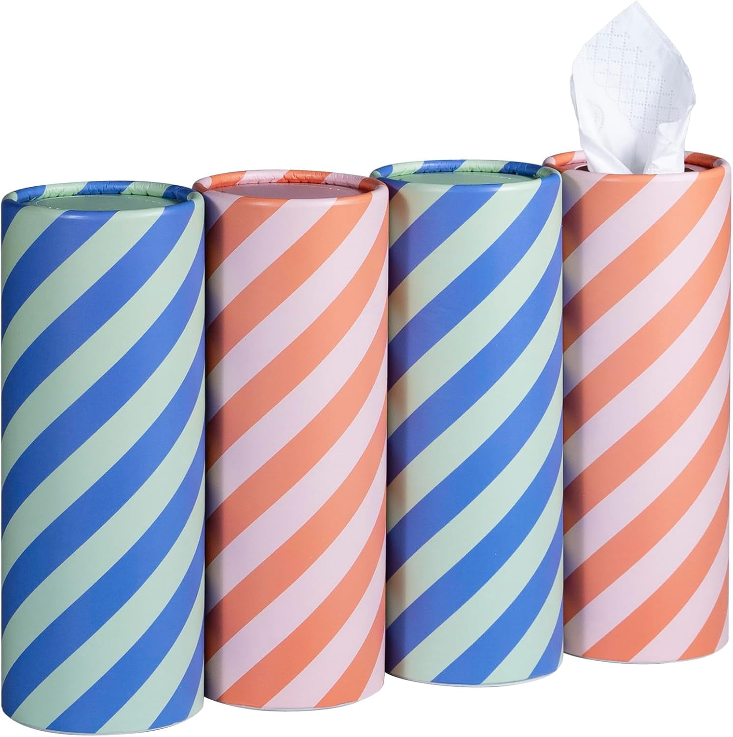 2026 New Round Car Tissue Box, 4 Canisters 3-Ply Facial Tissues ...