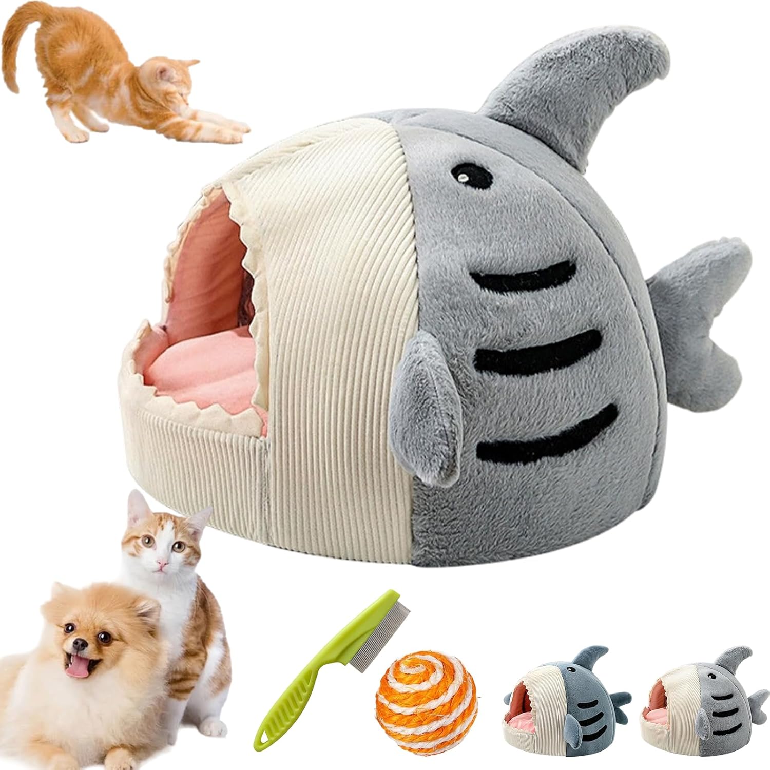 2026 New Shark Cat Bed, Shark Shaped Kennel, Anti-Slip Bottom, Cute ...