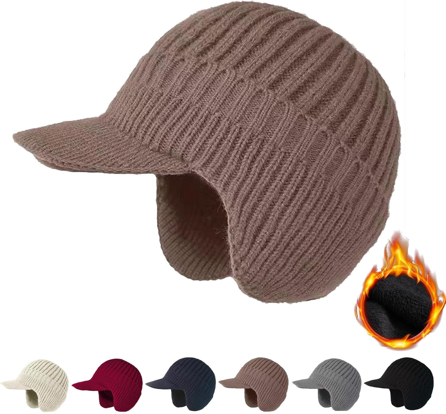 2026 New Sherum Cozy Head Beanie Winter Hat with Brim and Ear Flaps for ...