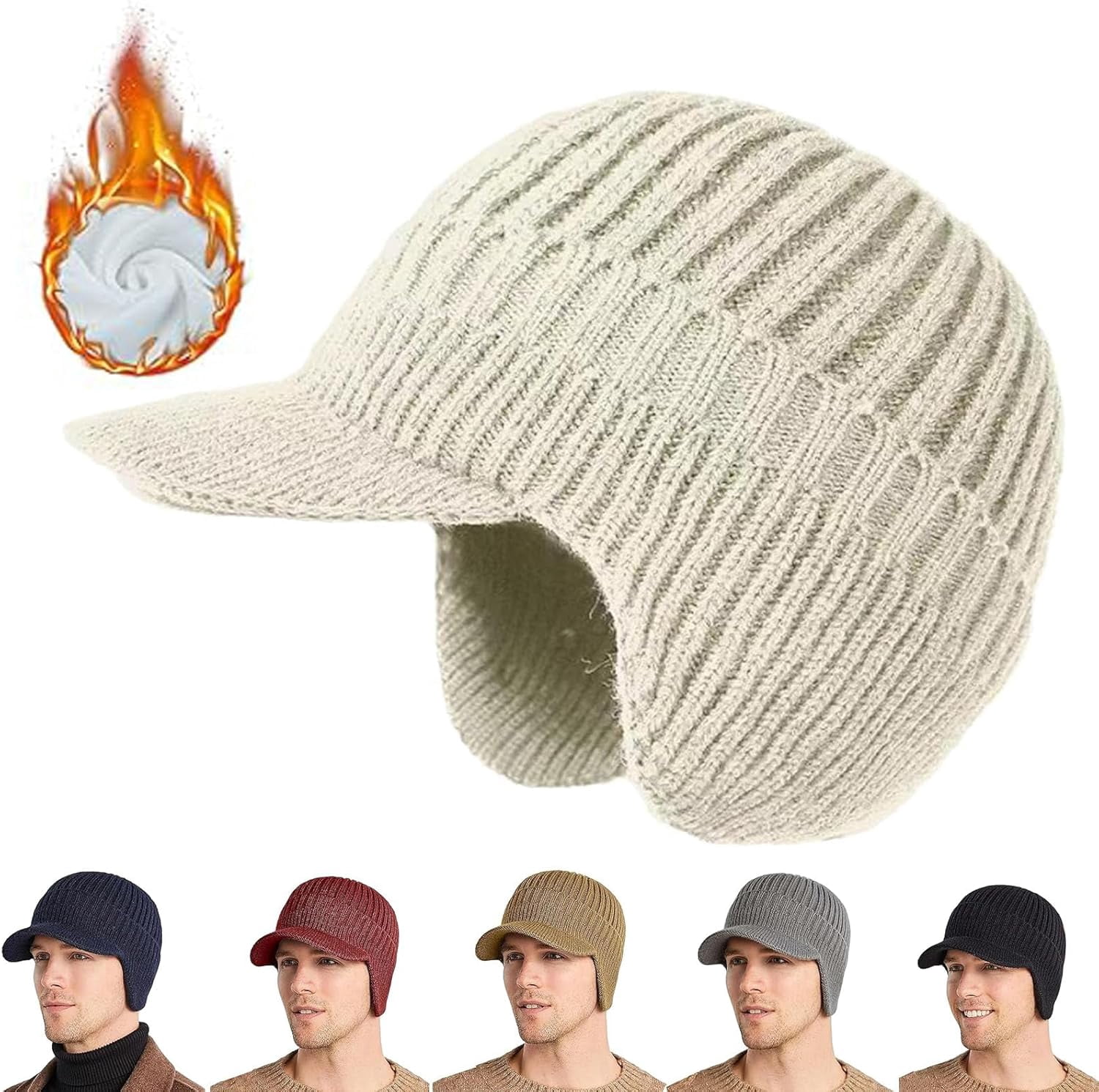 2026 New Sherum Cozy Head Beanie, Winter Hat with Brim and Ear Flaps ...