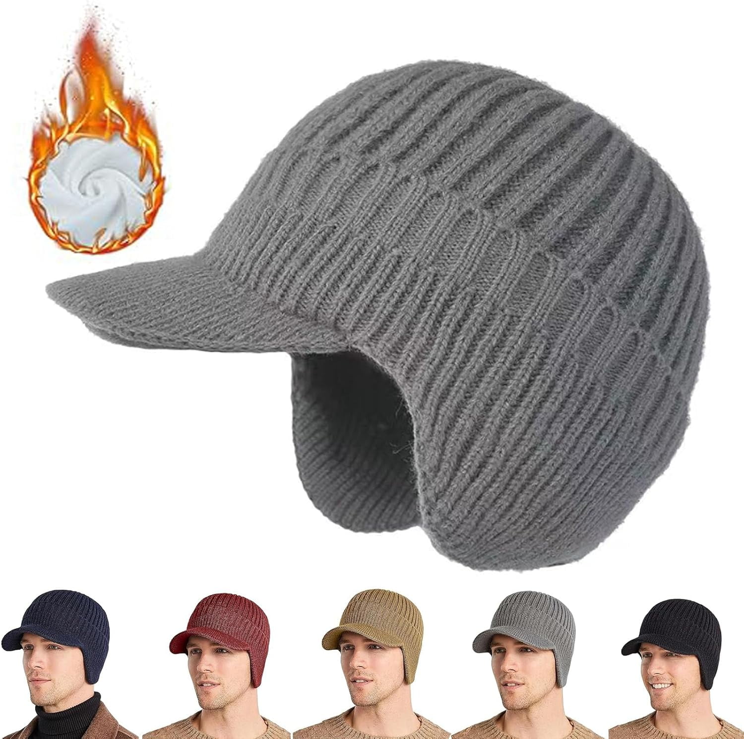 2026 New Sherum Cozy Head Beanie, Winter Hat with Brim and Ear Flaps ...