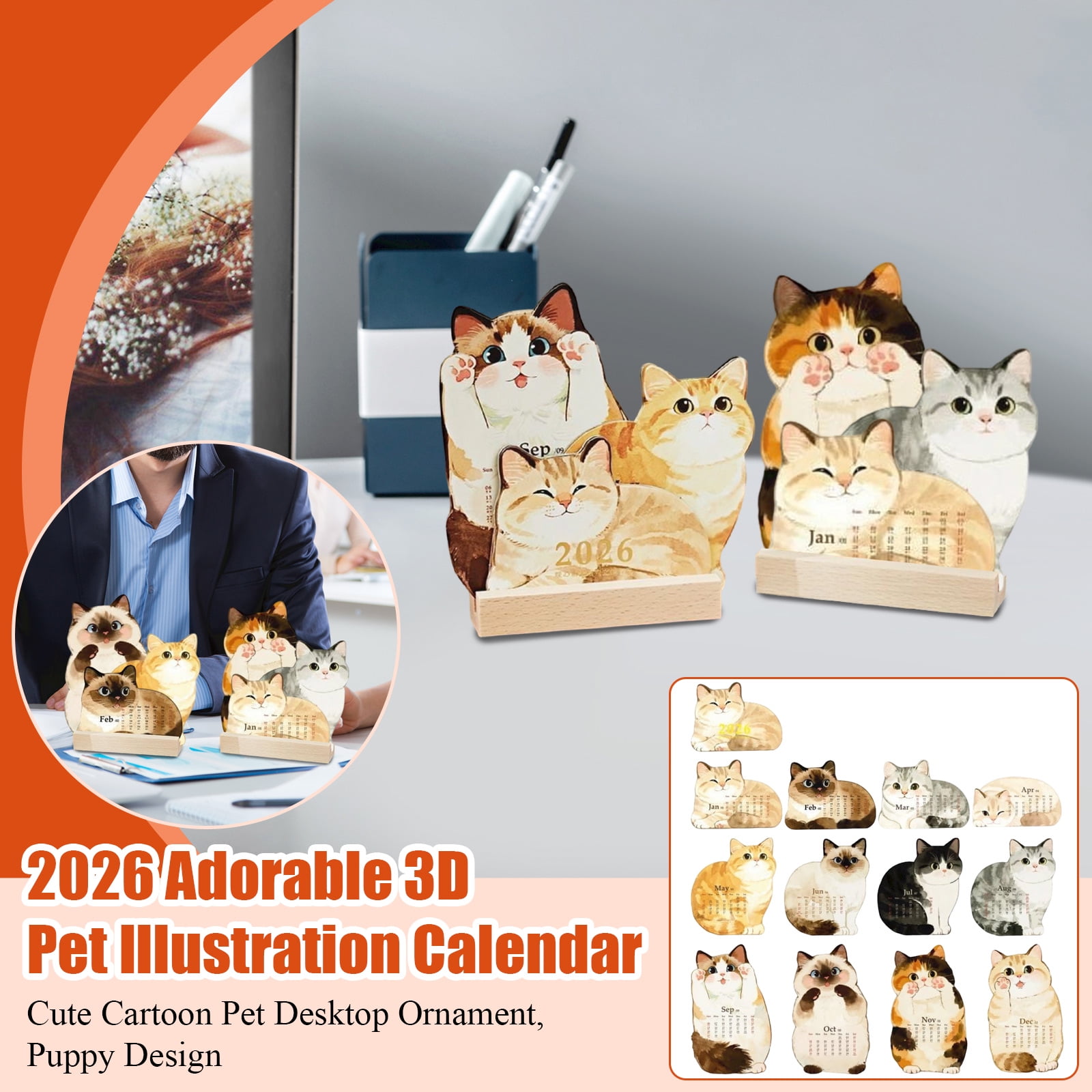 2026 New Small Desk Calendar, Mini Dog Desktop Calendar 2026 With ...