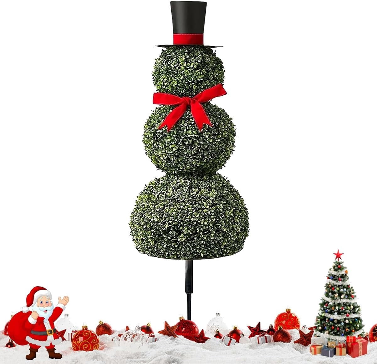 2026 New Snowman Boxwood Topiary Christmas with Ground Spike 39in ...