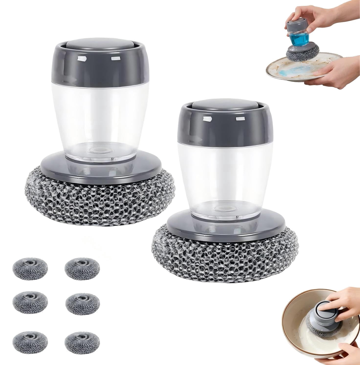 2026 New Soap Dispensing Dish Brush, Comfort Grip Kitchen Scrub with ...