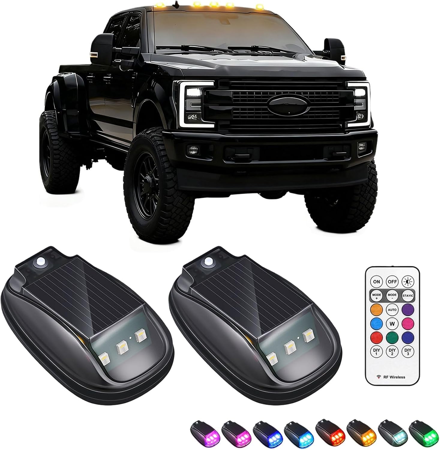 2026 New Solar Car Roof RGB Strobe Light with Remote Control, Smart ...