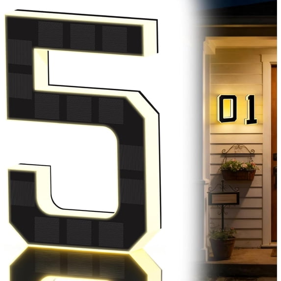 2026 New Solar House Numbers for Outside, LED Illuminated Address Sign ...