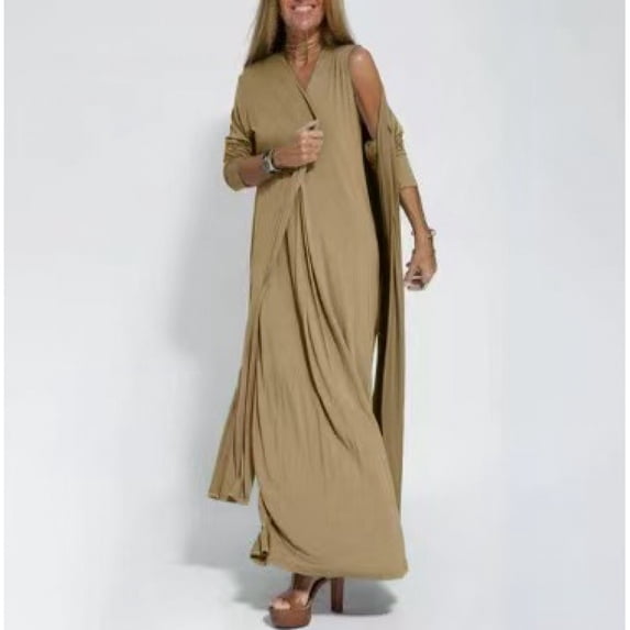 2026 New Solid Color Pullover V-Neck Sleeveless Dress Cardigan Set ...