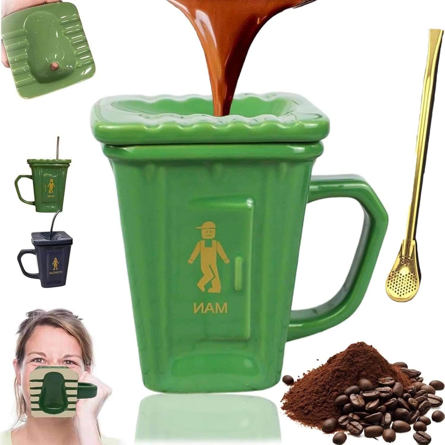 2026 New Squatting Toilet Shape Ceramic Mug - 14 Oz Novelty Toilet Mug ...