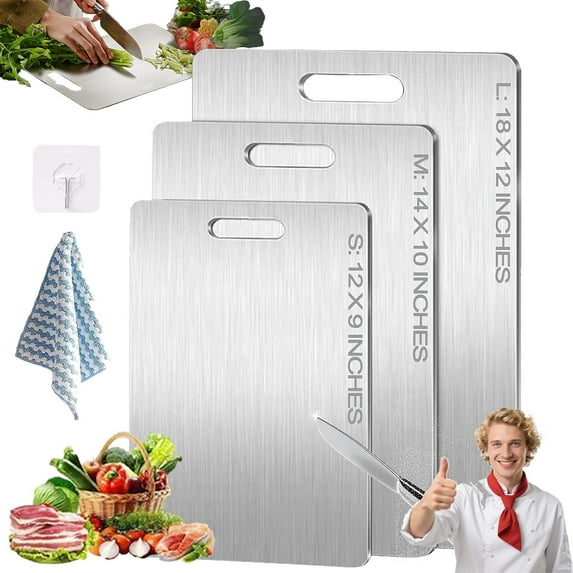 2026 New Stainless Steel Double Sided Chopping Board, Stainless Steel ...