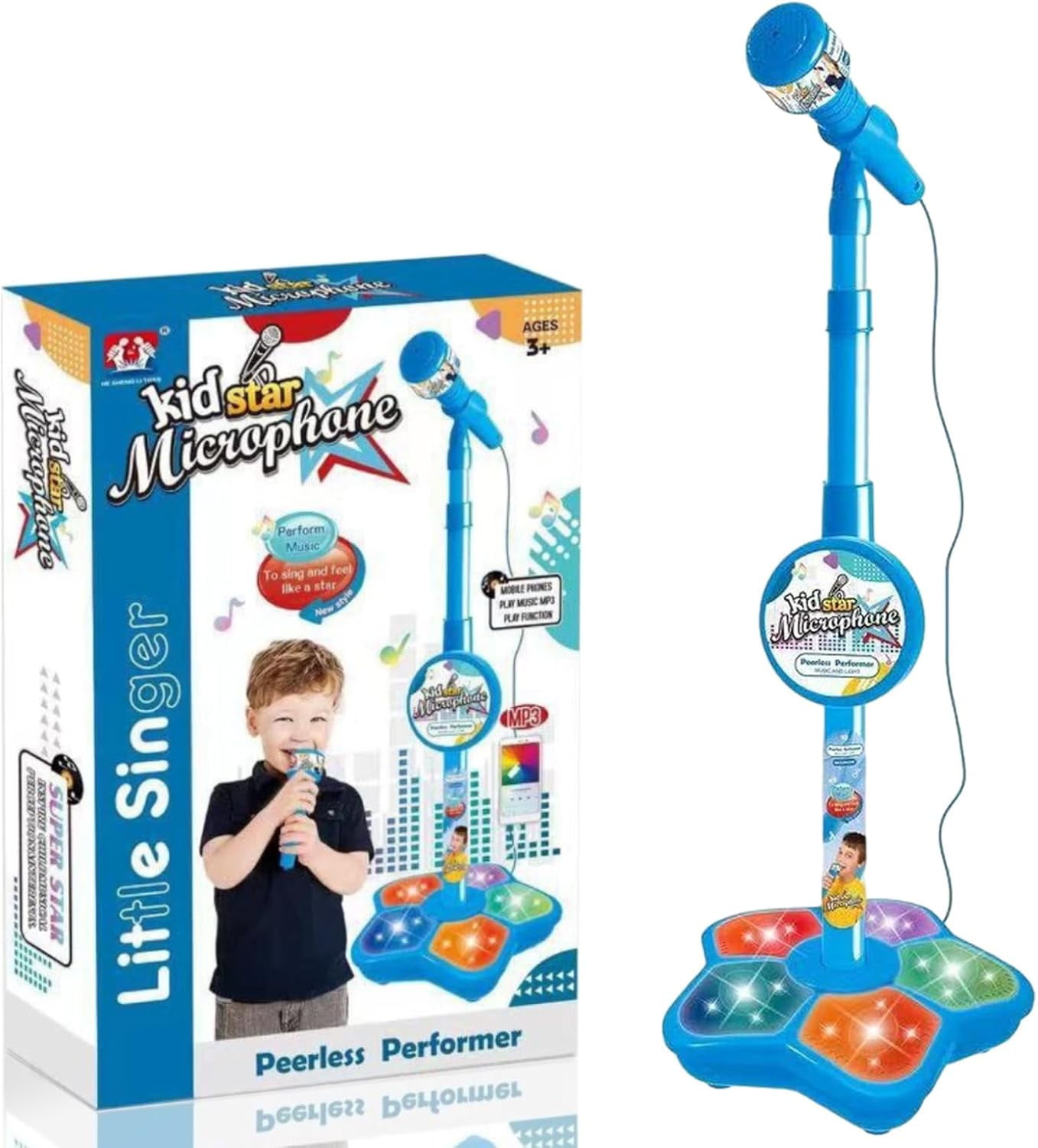 2026 New Star Microphone with Stand Got Built-in Music, Colorful Lights ...