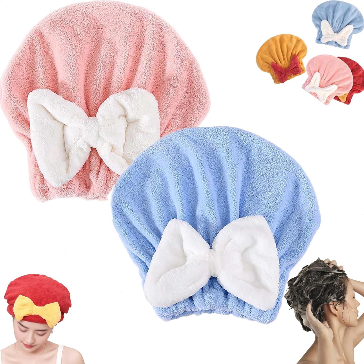 2026 New Super Absorbent Hair Towel Wrap For Wet Hair,Microfiber Hairs ...