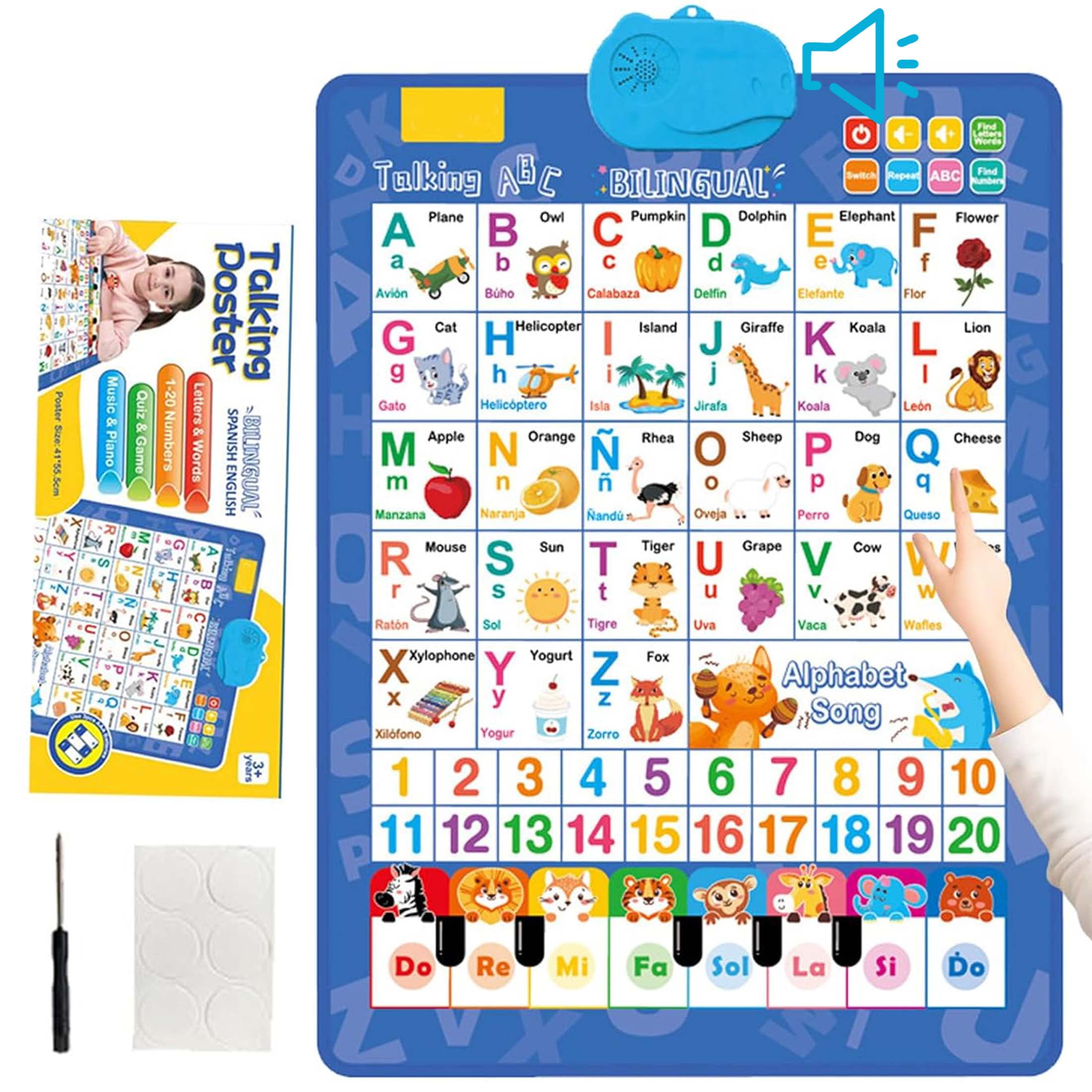 2026 New Talking Wall Chart for Kids – English & Spanish Interactive ...