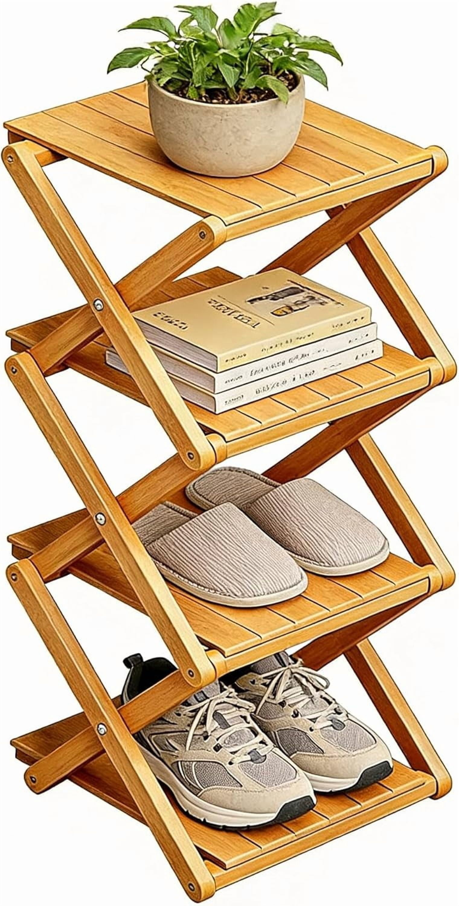 2026 New The 9-Tier No-Assembly Bamboo Rack, Bamboo Shoe Rack Organizer ...