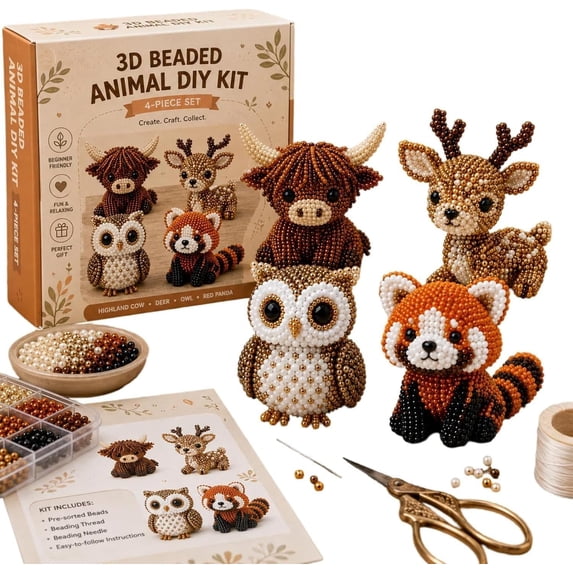 2026 New Tiny 3D Beaded Animal DIY Kit, Complete Beading Craft Set with ...