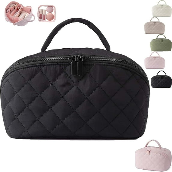 2026 New Travel Makeup Bag For Woman,Wide Open Lay-Flat Water-Resistant ...