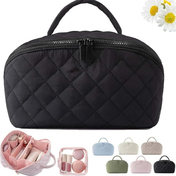 2026 New Travel Makeup Bag for Women - 180° Wide Open Lay-Flat Water ...