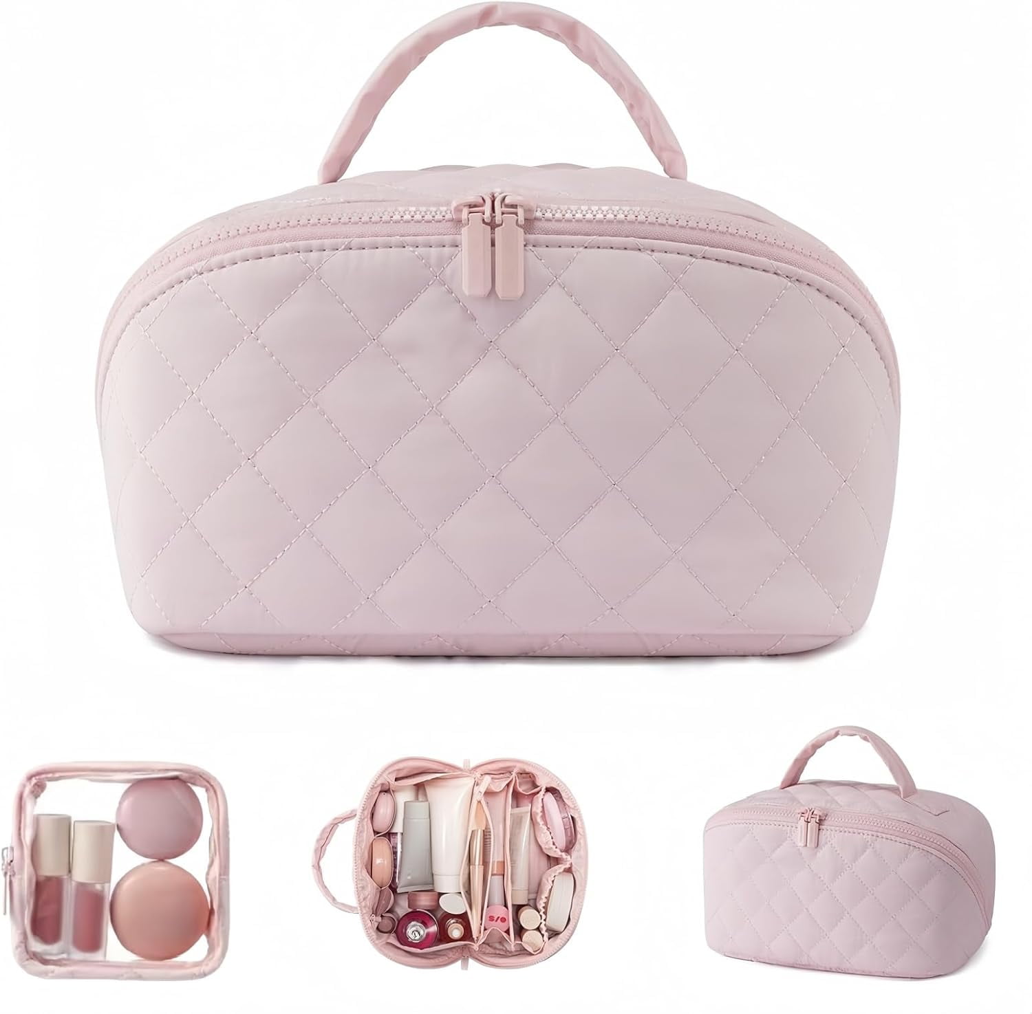 2026 New Travel Makeup Bag for Women,180° Wide Open Lay-Flat Cosmetic ...