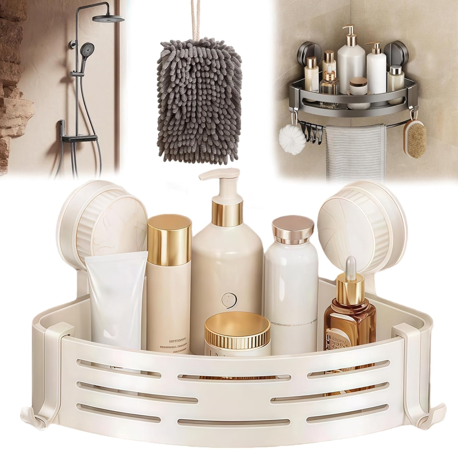 2026 New Triangle Suction Cup Shower Caddy, Corner Suction Cup Shower ...