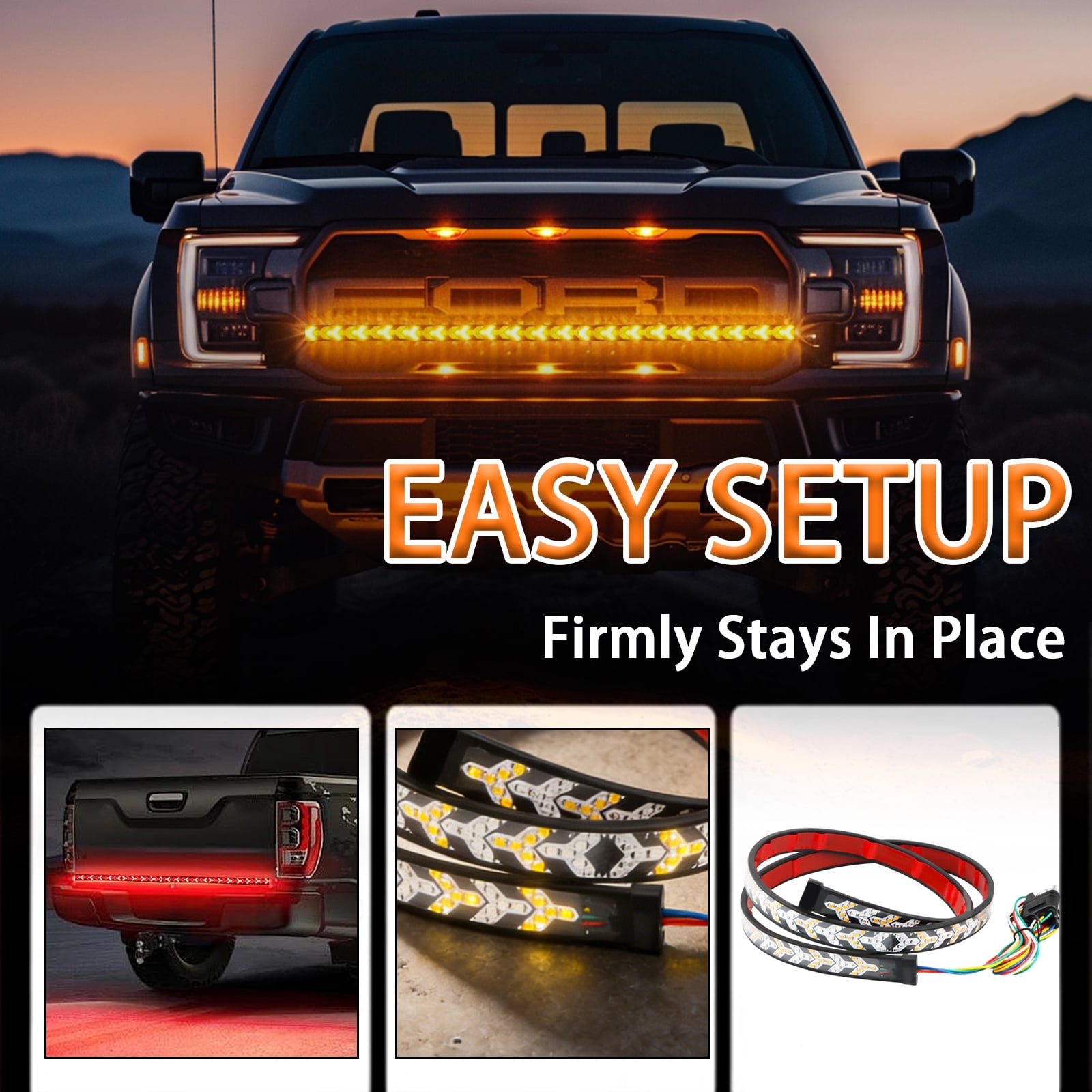 2026 New Truck Tailgate Strip Light Led Bar, Signal Break Reverse, Easy ...