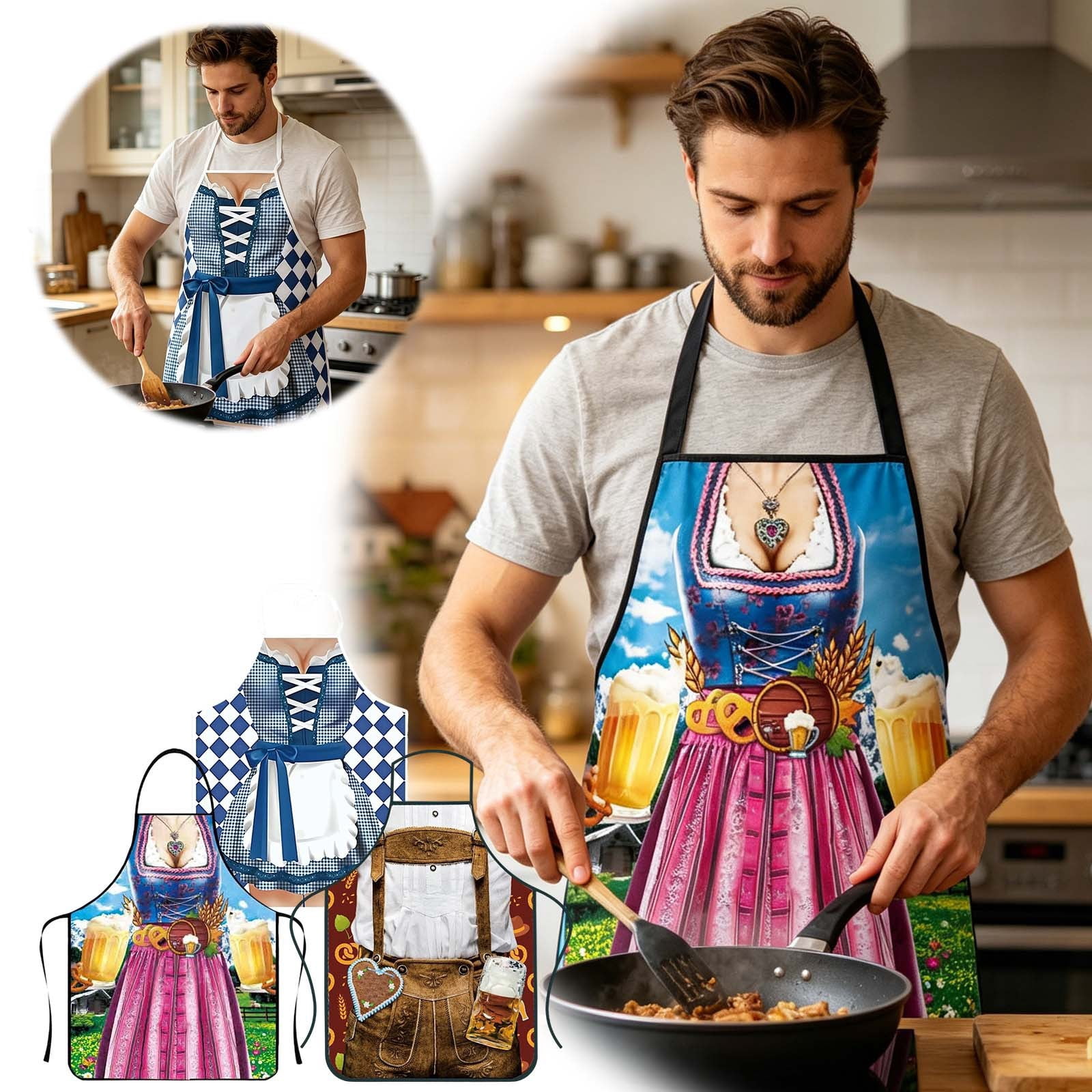 2026 New Unisex Oktoberfest Bavarian Lederhosen Apron, Stain Resistant ...