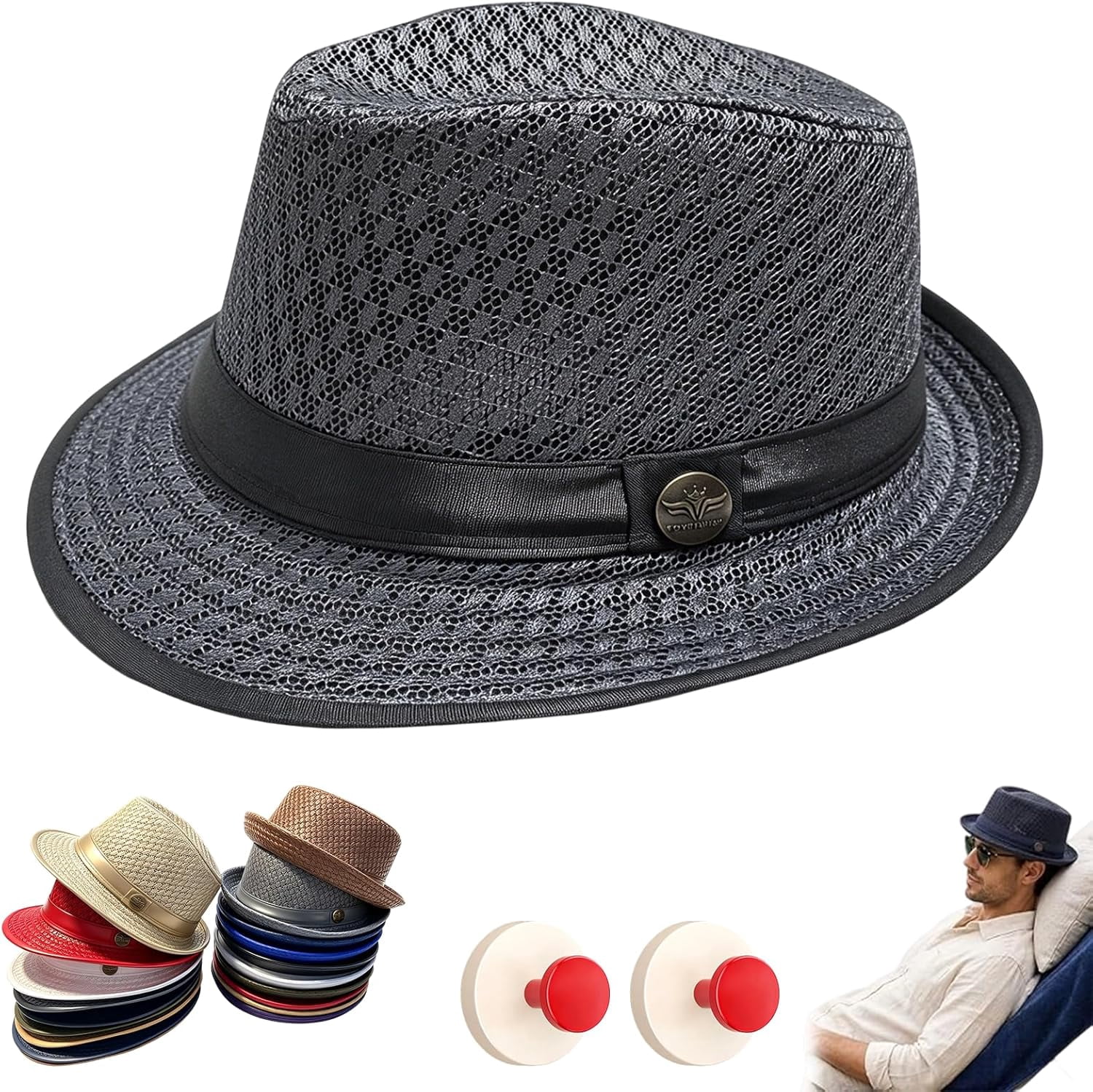 2026 New Unisex Summer Breathable Mesh Pork Pie Hat, UPF50+ Roll-Brim ...