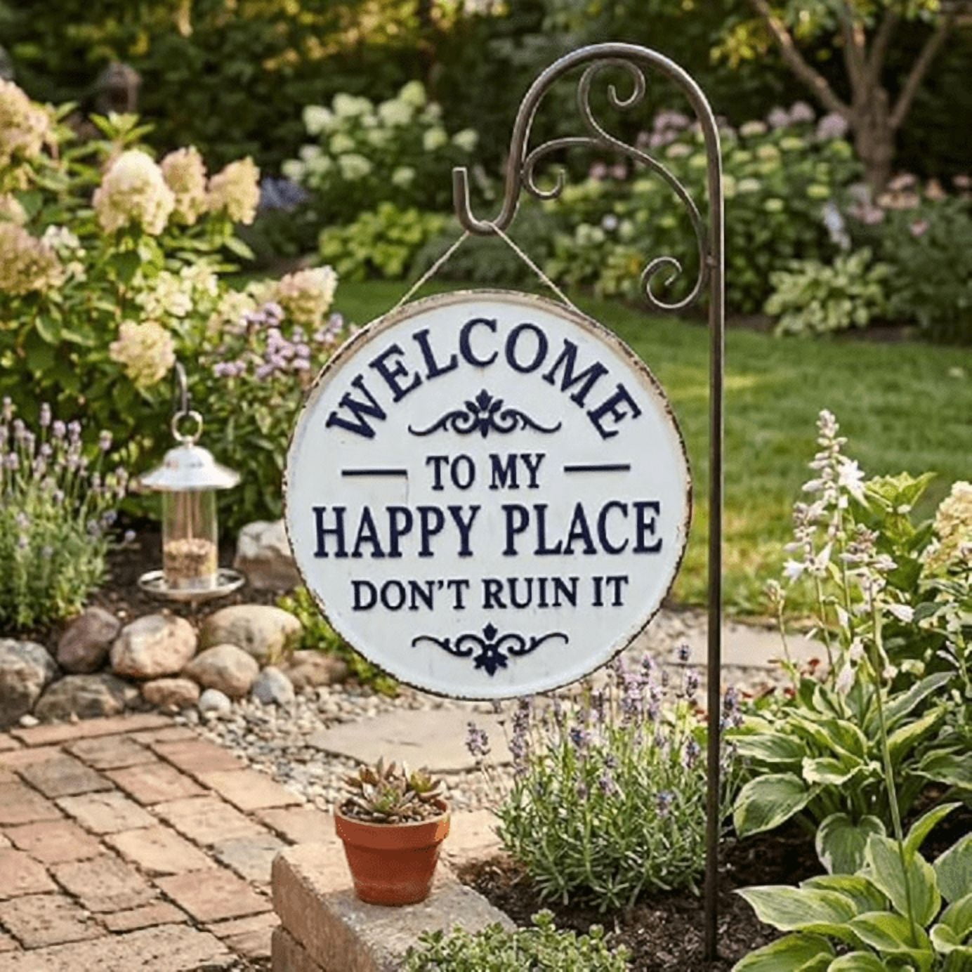 2026 New Vintage Round Metal Sign – “Welcome to My Happy Place Don't ...
