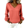 2026 New!Women's Casual V Neck Bell Long Sleeve Blouse Loose Fit Shirt ...
